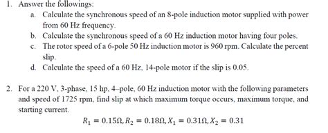 Solved Answer The Followings Calculate The Synchronous Chegg