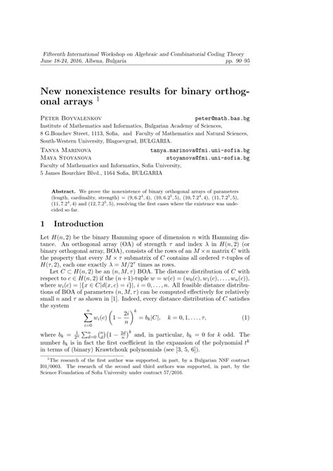 pdf new nonexistence results for binary orthogonal arrays