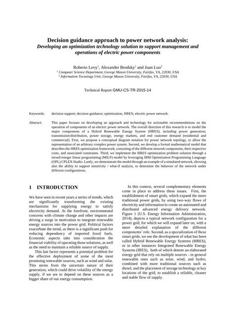 pdf decision guidance approach to power network analysis · framework for optimal operation