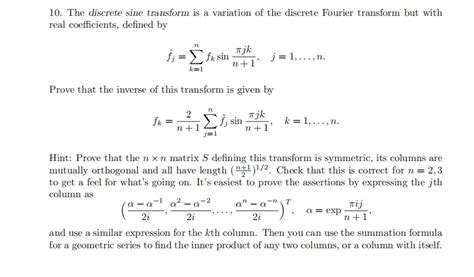10 the discrete sine transform is a variation of the