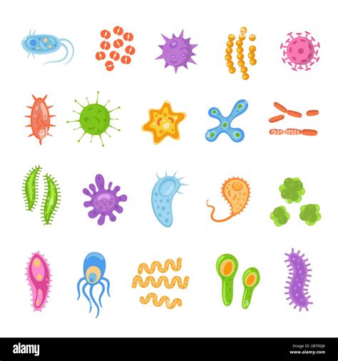 Bacterias Y Virus Conjunto De Colores Microorganismos Que Causan