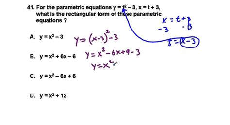 precalculus parametric equations to rectangular form youtube
