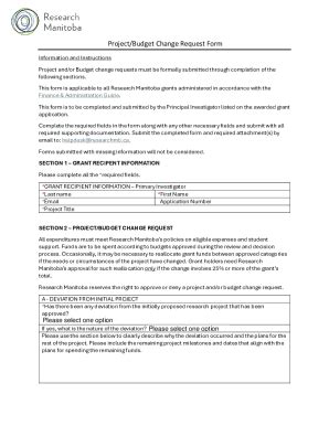 Fillable Online Project Budget Change Request Form Fax Email Print