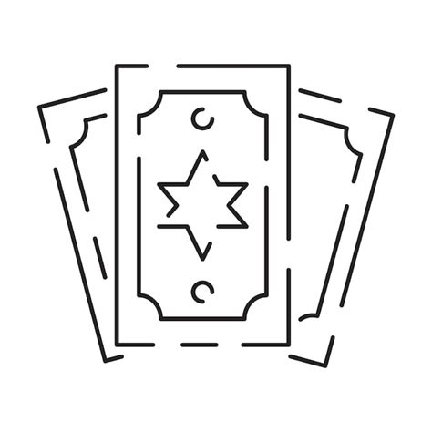 Icono de línea de adivinación tarjetas de taro esotéricas místicas