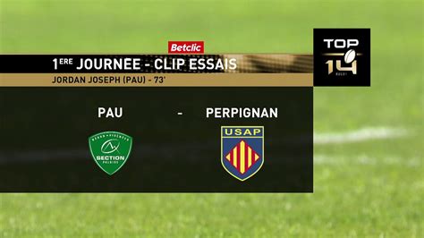 TOP 14 Essai De Jordan JOSEPH SP Section Paloise USA Perpignan