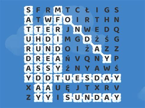 Days Of The Week Wordsearch