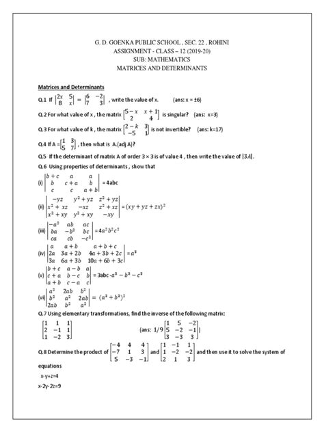 matrices and determinants pdf determinant matrix mathematics