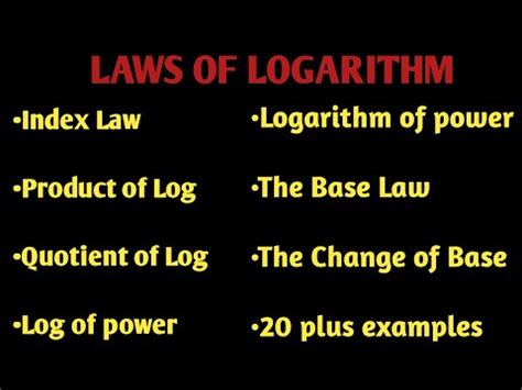 Laws Of Logarithm All The Laws Of Logarithm Product Of Logarithm