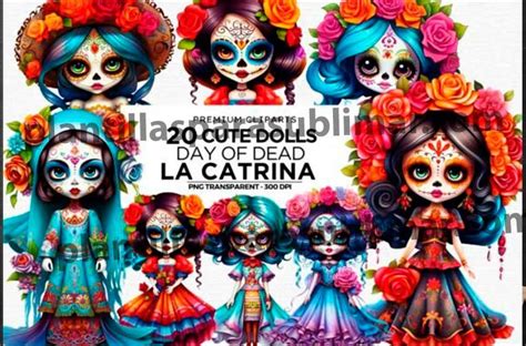 Catrinas Clipart PNG Dia De Muertos Plantillas Para Sublimar