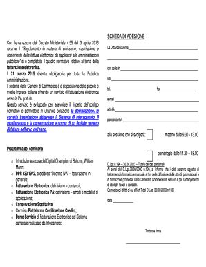 Fillable Online Bl Camcom SEMINARI SULLA FATTURAZIONE ELETTRONICA Fax