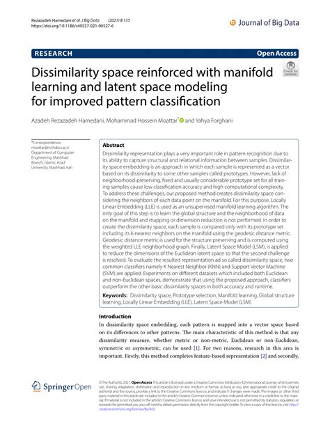 pdf dissimilarity space reinforced with manifold learning and latent space modeling for