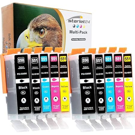 10er Set Druckerpatronen Kompatibel Zu Canon PGI 550 CLI 551 PIXMA IP
