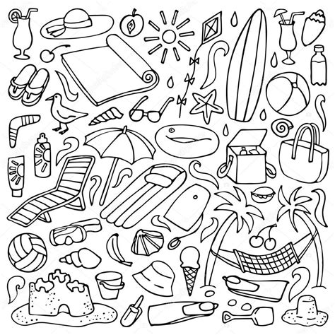 Beach Doodle Set Stock Vector By KronaLux 117152480