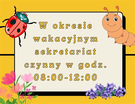 Wakacyjne godziny pracy sekretariatu Szkoła i Przedszkole w Rękowie