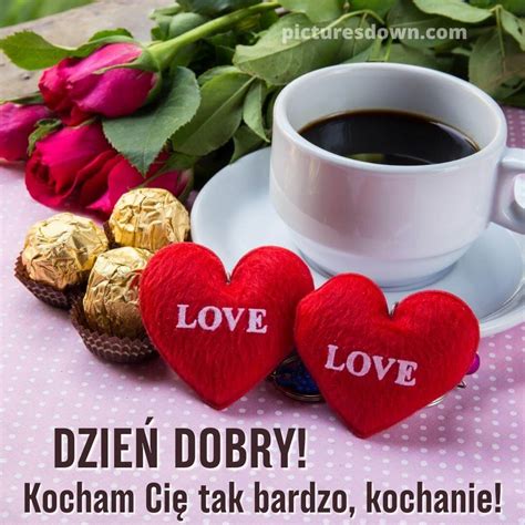 Kartka miłosne kocham cie na wtorek kawa i słodycze