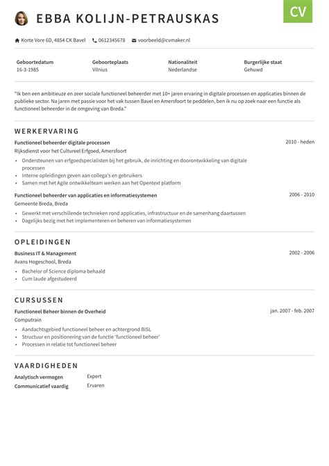 Voorbeeld CV ICT Medewerker Tips Tricks CVMaker Nl