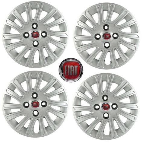 Jogo Calota Aro Grand Siena Fiat Grid Pe As Emblema