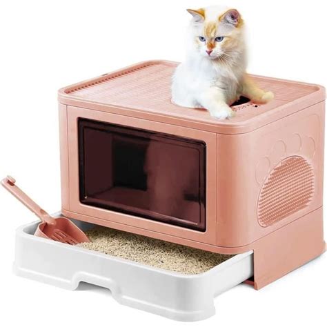 Bac à Litière Pliable pour Chaton avec Couvercle Litiere pour Chat