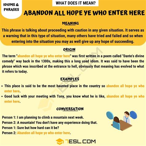 Abandon All Hope Ye Who Enter Here Meaning Origin And Examples Esl