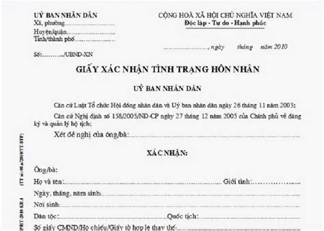 Quy định về giấy xác nhận tình trạng hôn nhân mới nhất