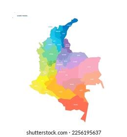 Colombia Political Map Administrative Divisions Stock Vector Royalty