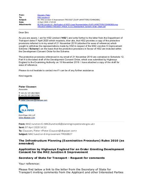 Fillable Online Infrastructure Planninginspectorate Gov From M42