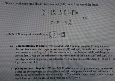 given a continuous time linear time invariant lti