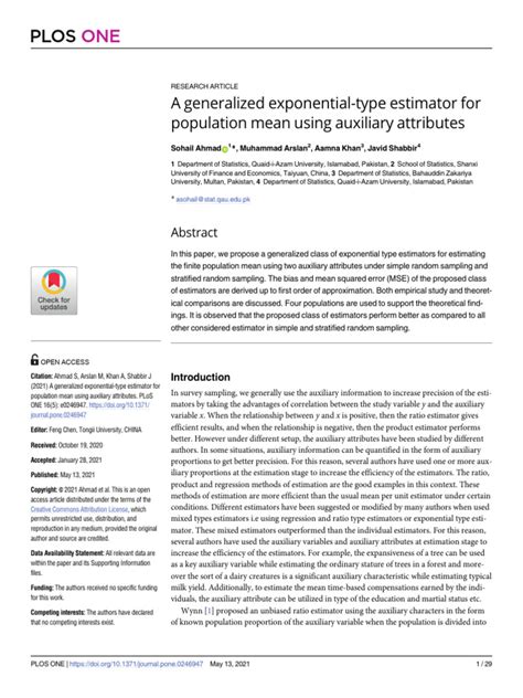 a generalized exponential type estimator pdf estimator mean squared error