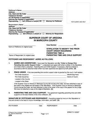 Fillable Online Superiorcourt Maricopa Stipulation To Modify The Prior
