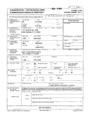 Fillable Online CANDIDATE OFFICEHOLDER FORM C OH The C OH Instruction