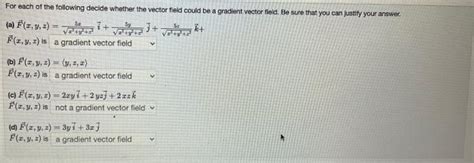 solved for each of the following decide whether the vector