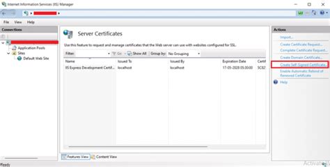 How To Create A Self Signed Certificates In IIS