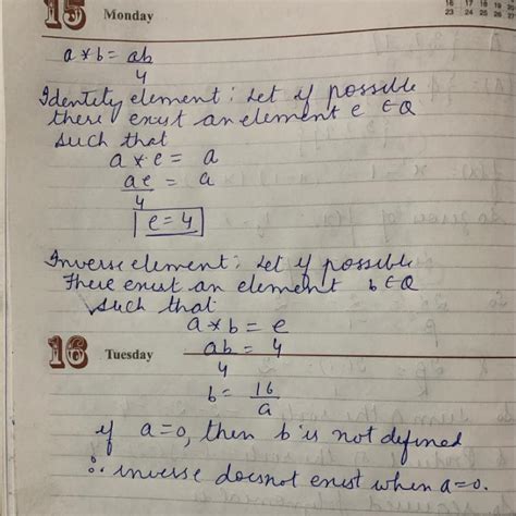 for the binary operation on q a b ab 4 find the identity element and inverse element