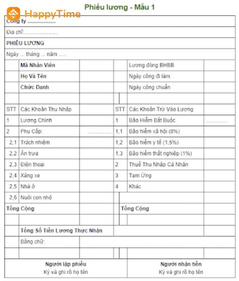 10 mẫu phiếu lương excel chuẩn dành cho nhà quản lý nhân sự