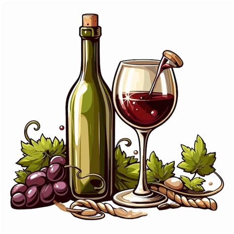 Uma Garrafa De Vinho E Um Copo De Vinho Vetor Vetor Premium