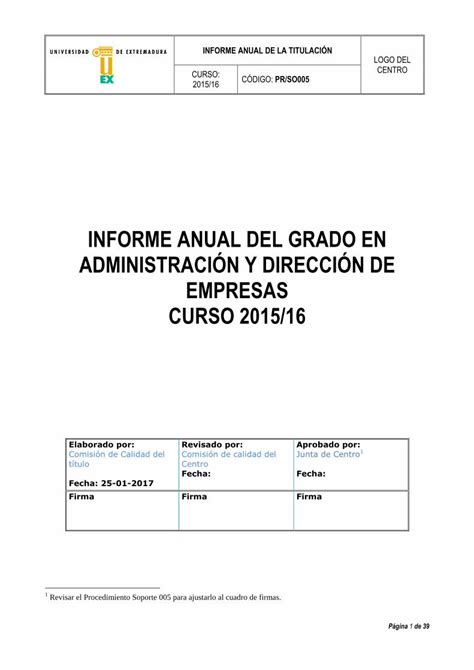 PDF INFORME ANUAL DEL GRADO EN ADMINISTRACIÓN Y informe anual