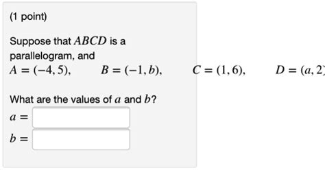 solved point suppose that abcd is a parallelogram and 4 5 b 1 b c 1 6 d 2
