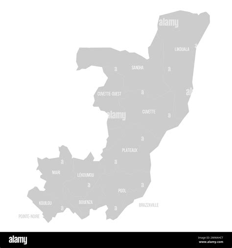 République du Congo carte politique des divisions administratives Image