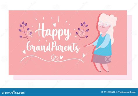 Cute Granny In Glasses Holding Pie Funny Cartoon Illustration Stock