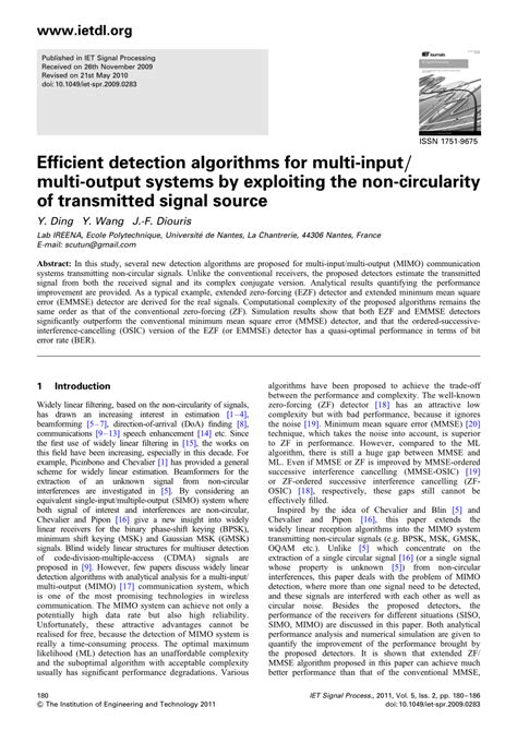 pdf efficient detection algorithms for mimo systems by exploiting the non circularity of