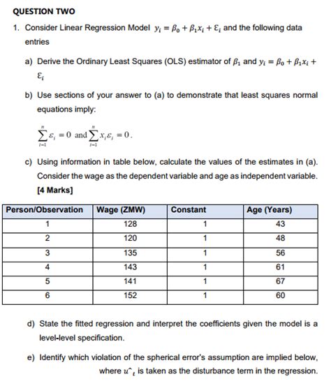 solved question two 1 consider linear regression model