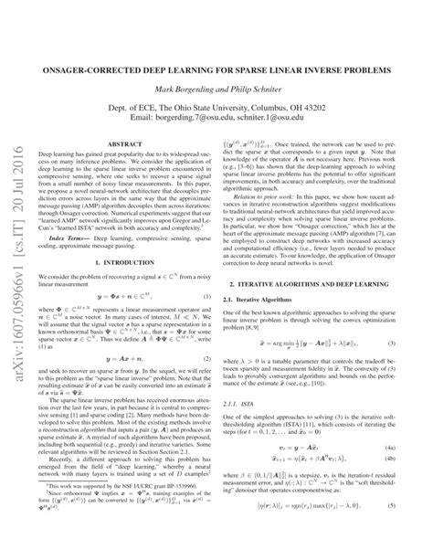 onsager corrected deep learning for sparse linear inverse problems deepai