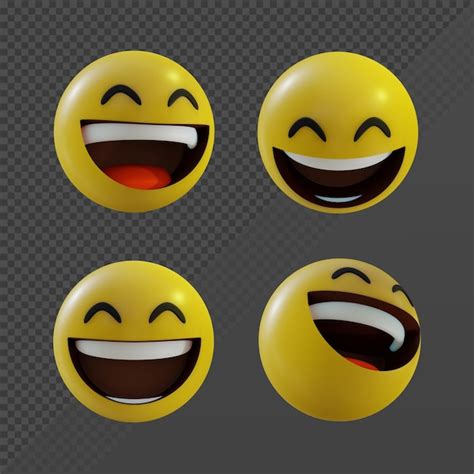 Rosto sorridente de emoji de renderização 3d boca aberta e vista em