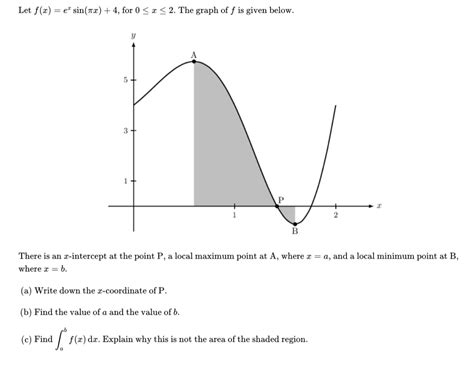 solved let f x exsin πx 4 ﻿for 0≤x≤2 ﻿the graph of f ﻿is