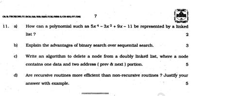 wbut ece 3rd sem data structure and algorithms cs 302 exam papers 2024 2025 eduvark