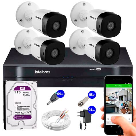 Kit 4 Câmeras VHD 1010 B G5 DVR Intelbras HD 1TB para Armazenamento