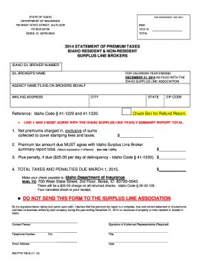 Fillable Online Idahosurplusline Surplus Line Broker Idaho Department