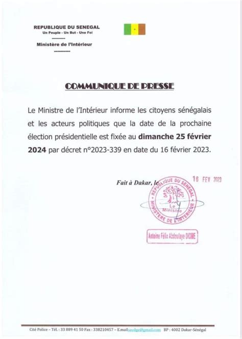 Election Pr Sidentielle De Au S N Gal La Date Fix E Au Dimanche