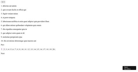 Pagination Codesandbox