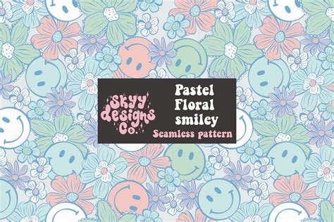 Smiley Face Floral Seamless Pattern Graphic By Skyydesignsco Creative